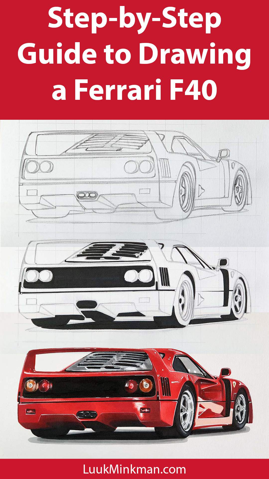 How to Draw a Ferrari F40 | Easy and Realistic Step-by-Step Tutorial